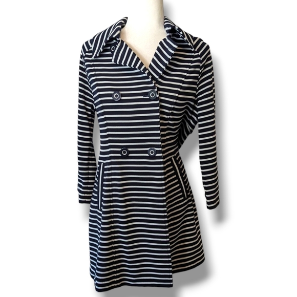 CAbi | Jackets & Coats | Nwt Cabi Maritime Navy White Stripe Double ...